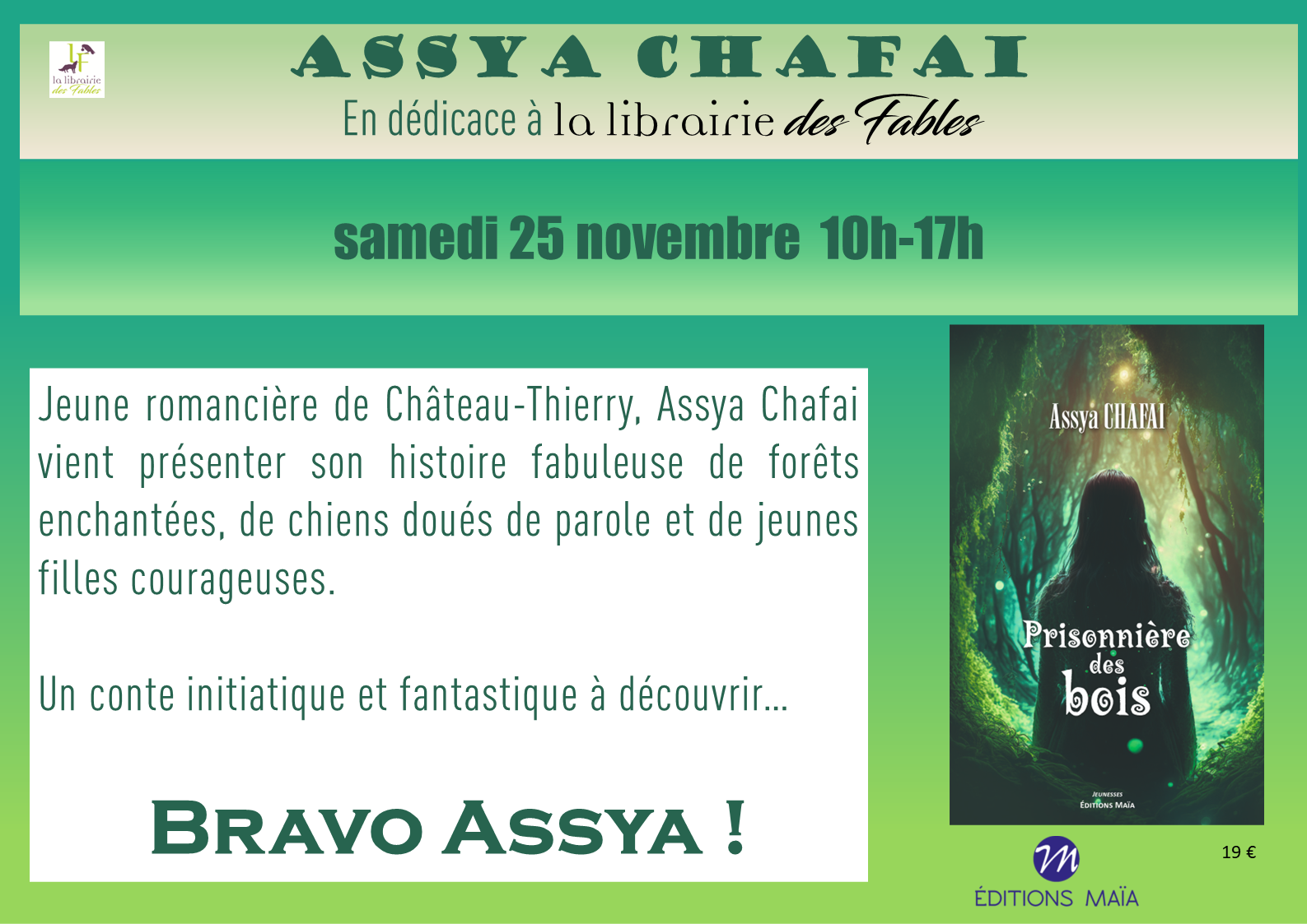 Assya Chafai en dédicace à la Librairie des Fables | Château-Thierry