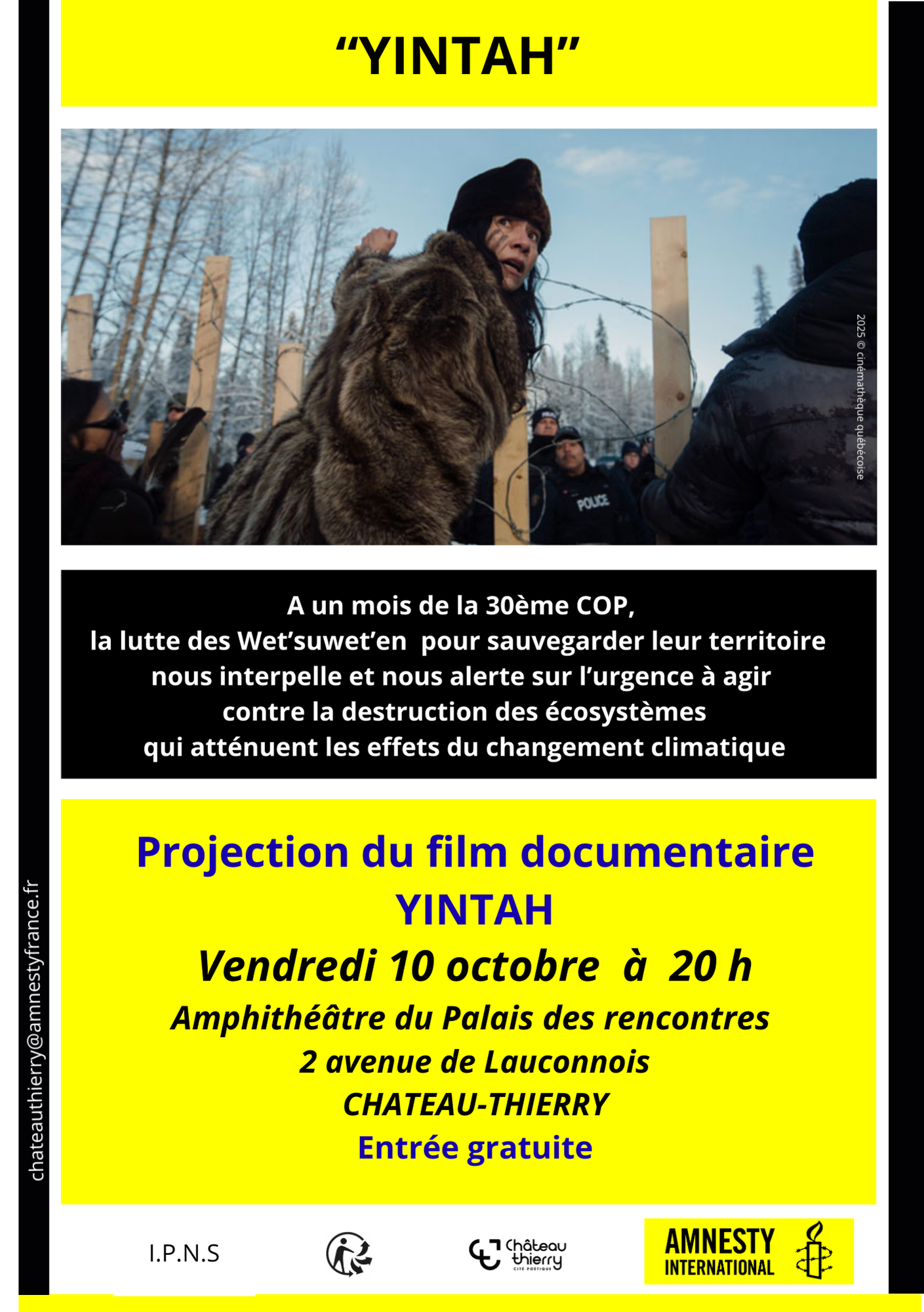 Projection du documentaire "Yintah" | Château-Thierry