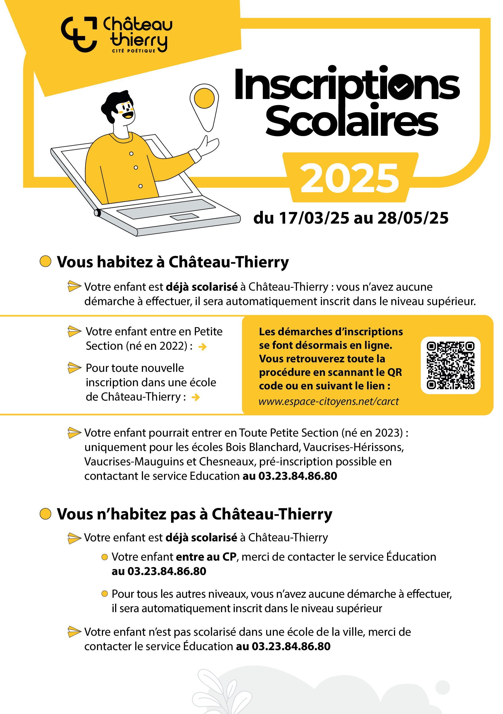 Inscriptions scolaires pour la rentrée 2025/2026 | Château-Thierry
