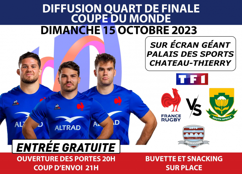 Retransmission du match de quart de finale de la Coupe du Monde de Rugby 2023 : France / Afrique ...